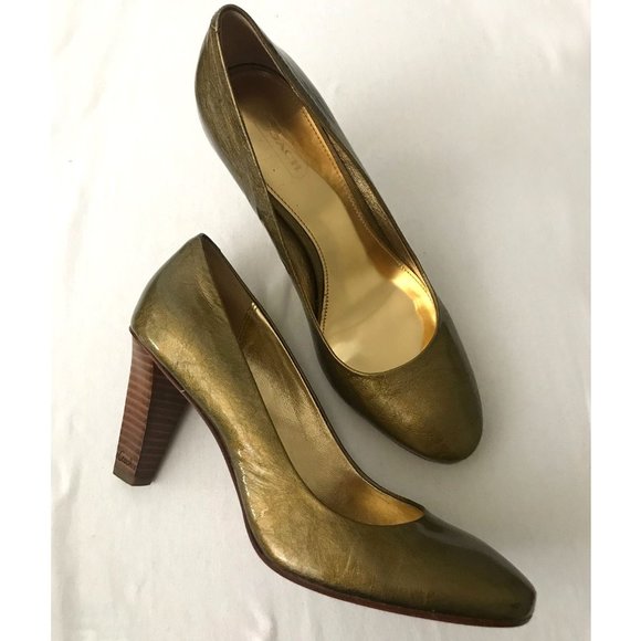 Coach | Shoes | Coach Gold Metallic Pumps 7 | Poshmark